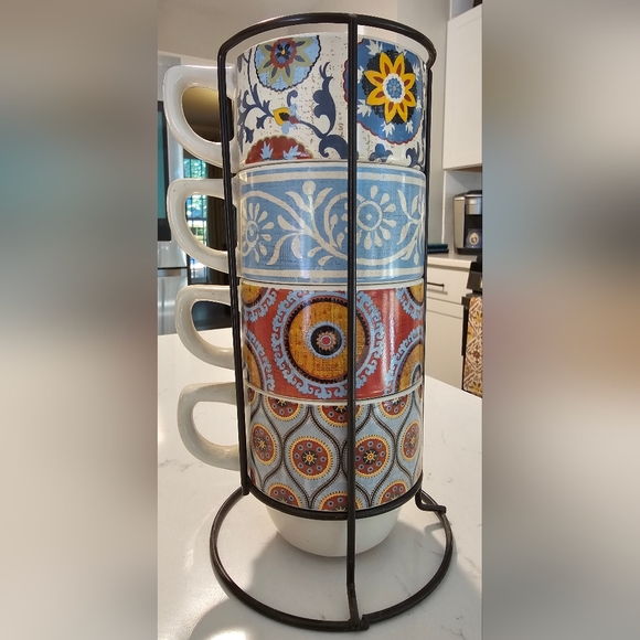 Pier 1 | Dining | Pier One Set Of 4 Capuccino Cups With Stand | Poshmark